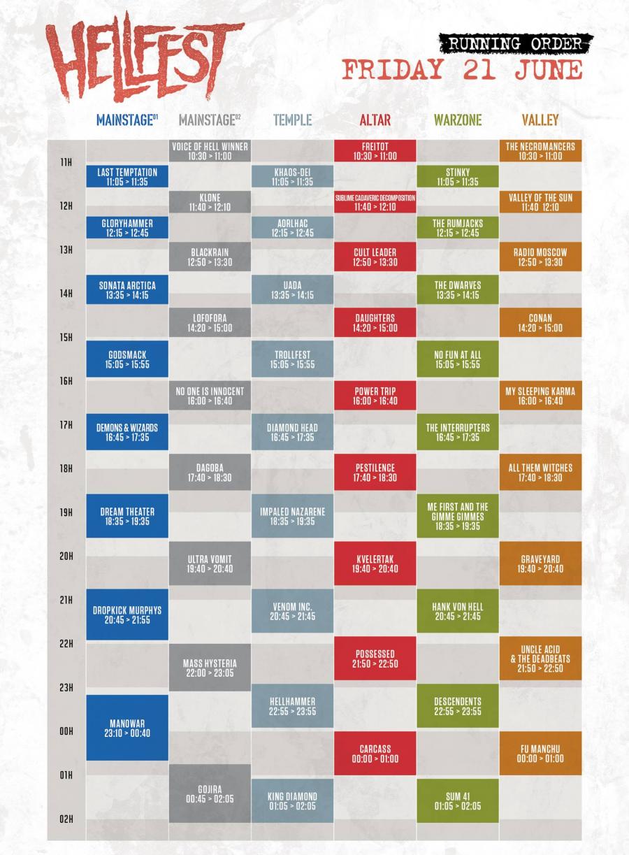 Hellfest 2019 - Horario / Running Order