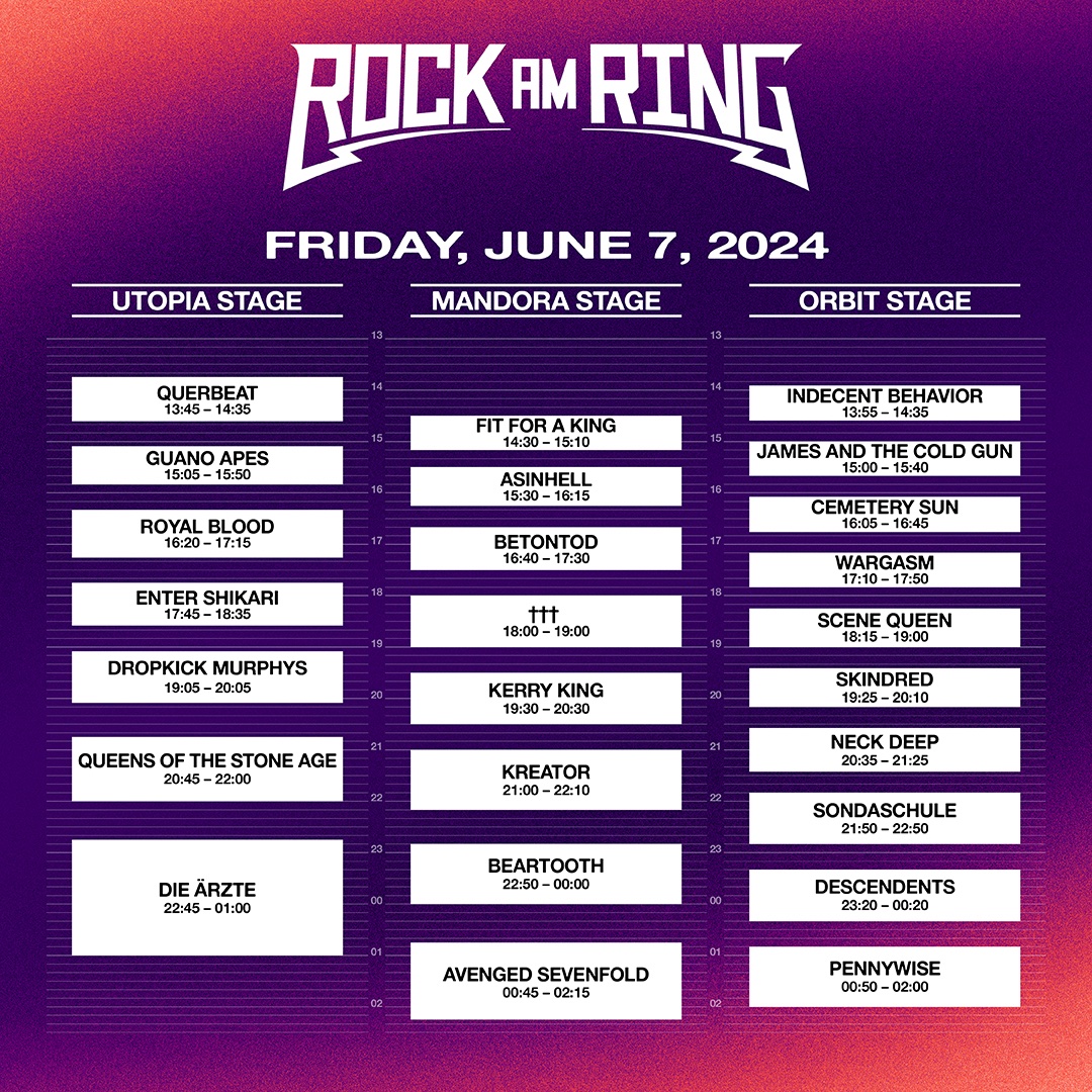 Rock am Ring 2024 - Running Order V2 - Day 1 | Concerts-Metal